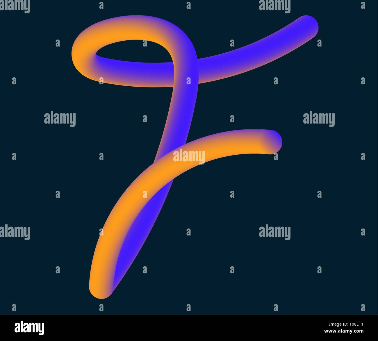 Vector isolated letters. - Vektorgrafik. Neon 3D letter. 3D Rounded ...