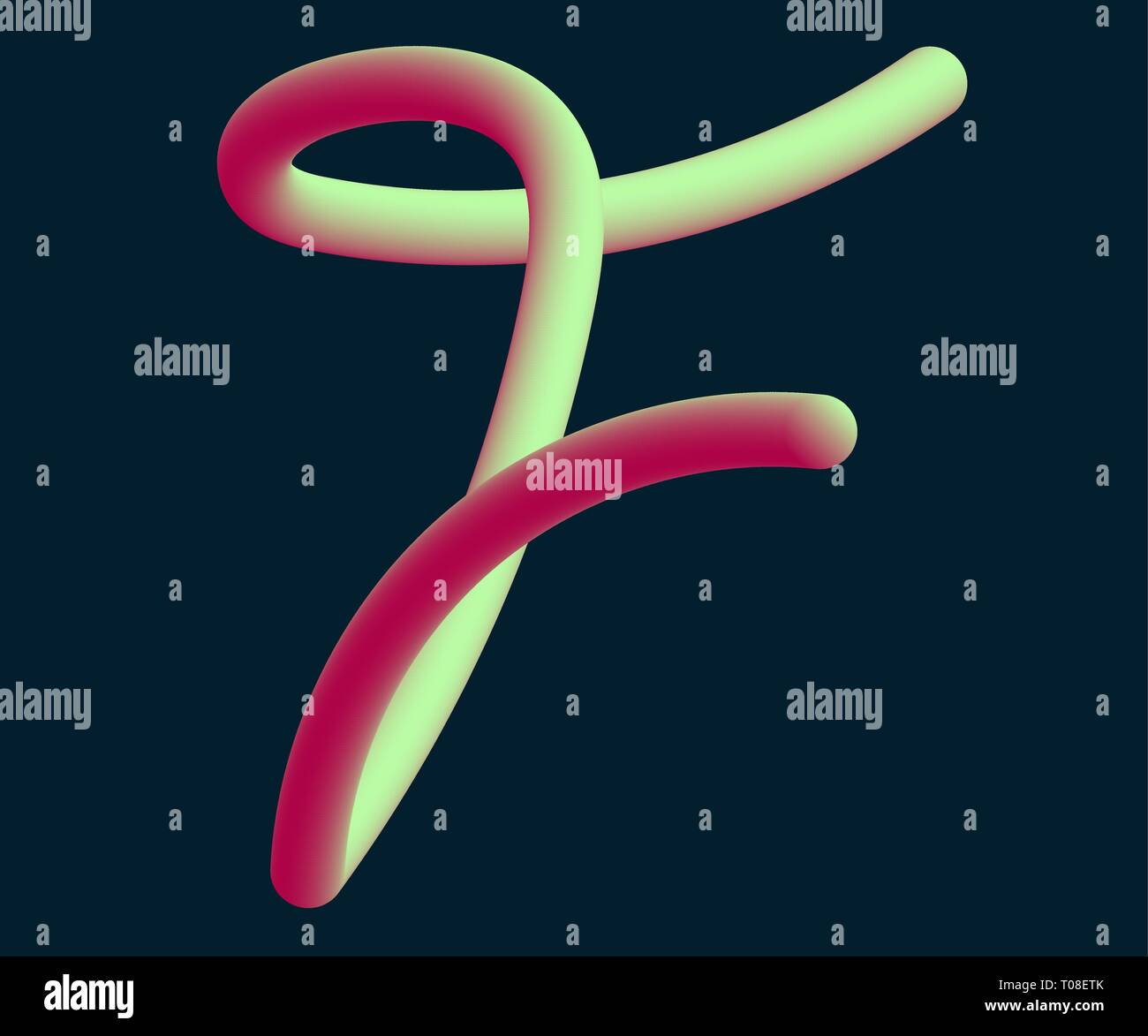 Vector isolated letters. - Vektorgrafik. Neon 3D letter. 3D Rounded ...