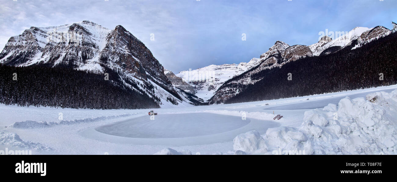 Ice Rink Lake Louise Chateau winter Alberta Canada Stock Photo - Alamy