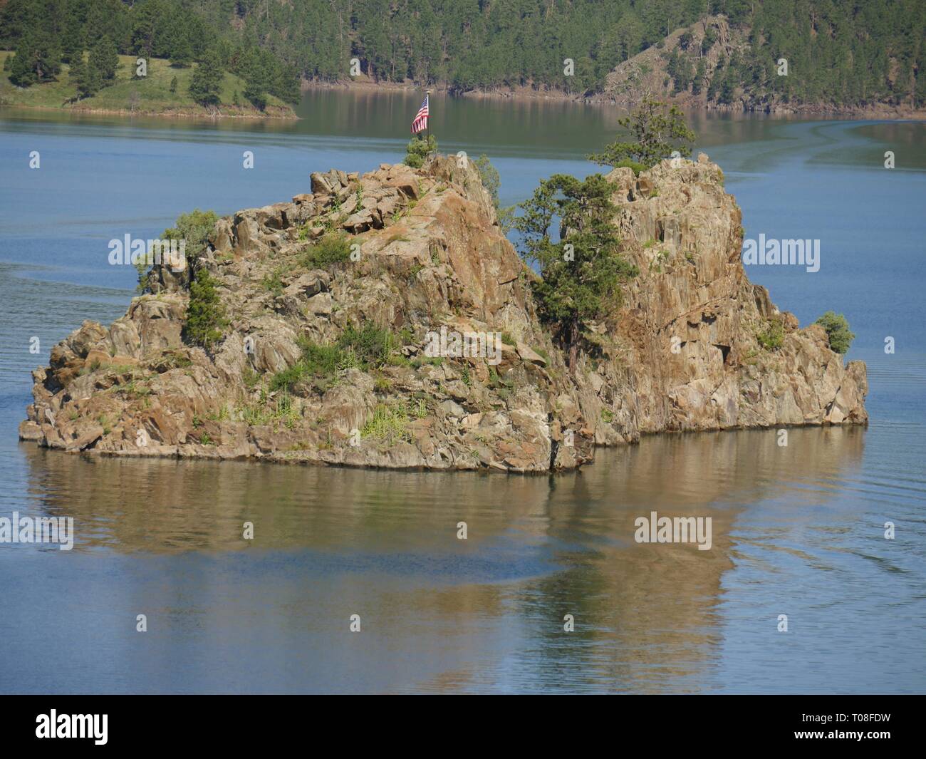 Beautiful islet at Lake Pactola, the largest reservoir in the Black ...
