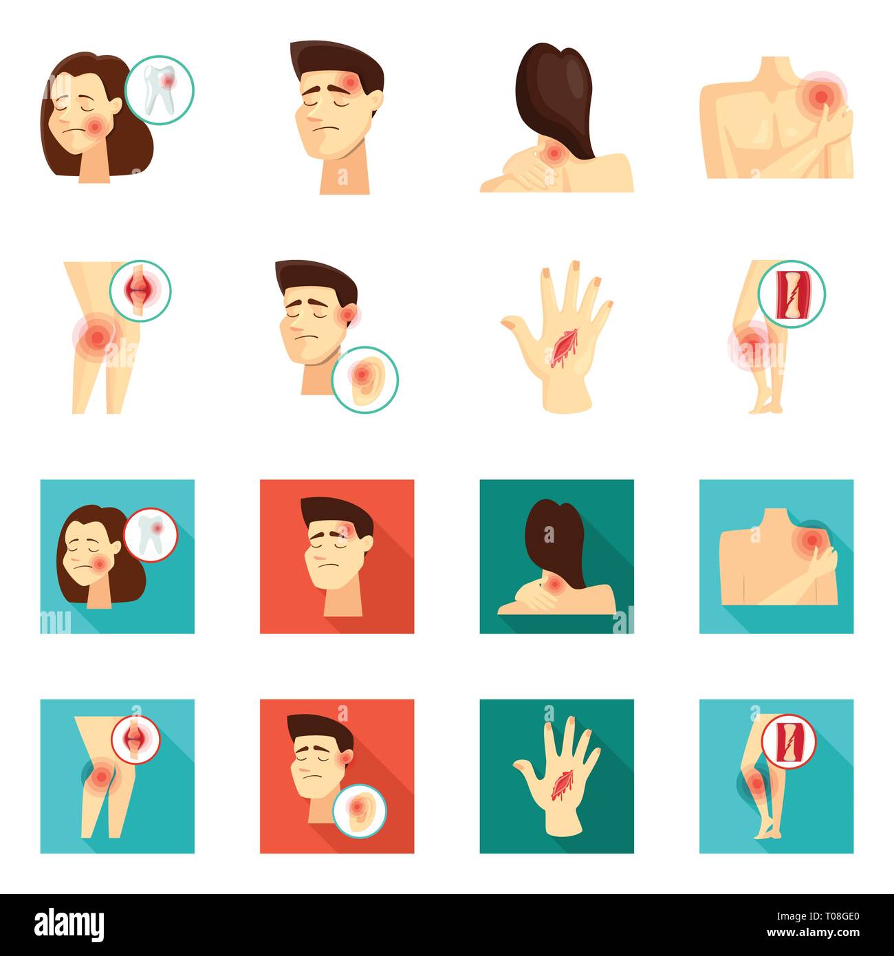 Vector illustration of hospital and rendering symbol. Collection of ...