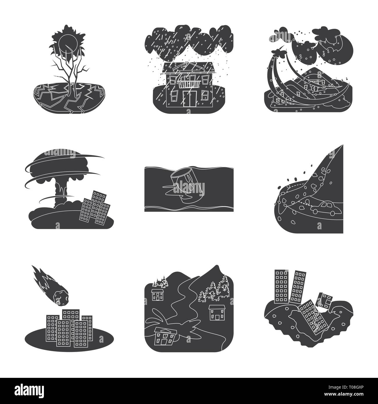 Isolated object of calamity and crash icon. Set of calamity and ...