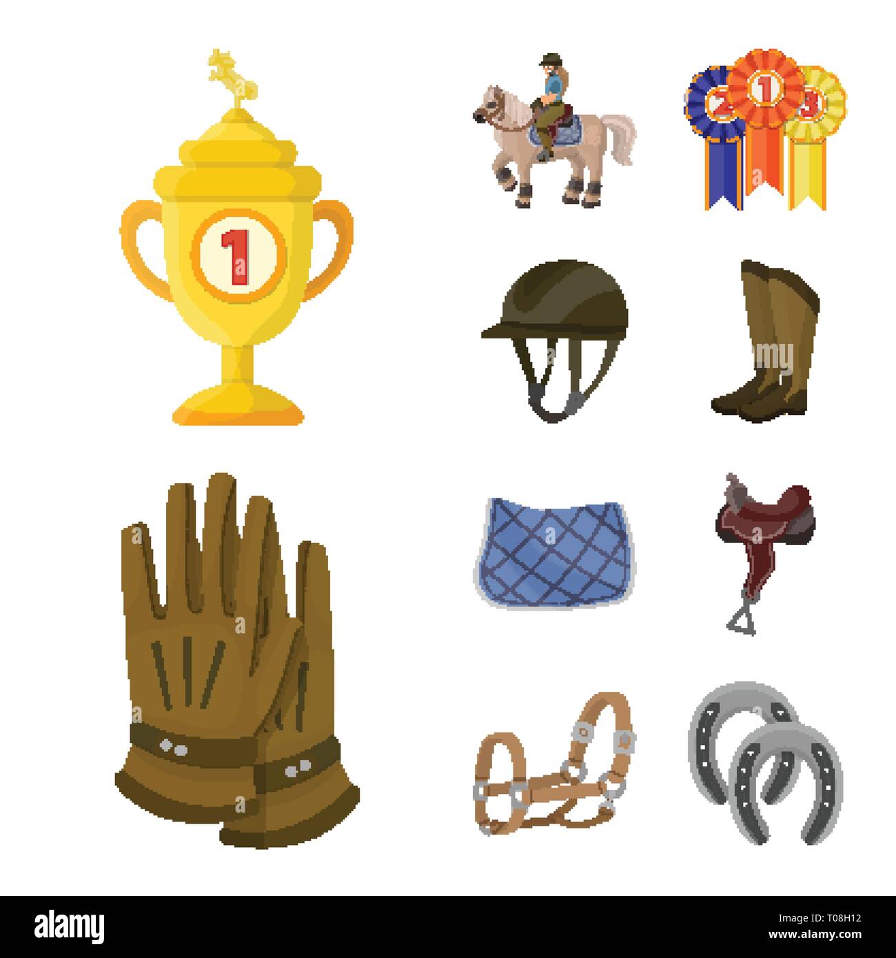 Isolated object of horseback and equestrian symbol. Set of horseback ...