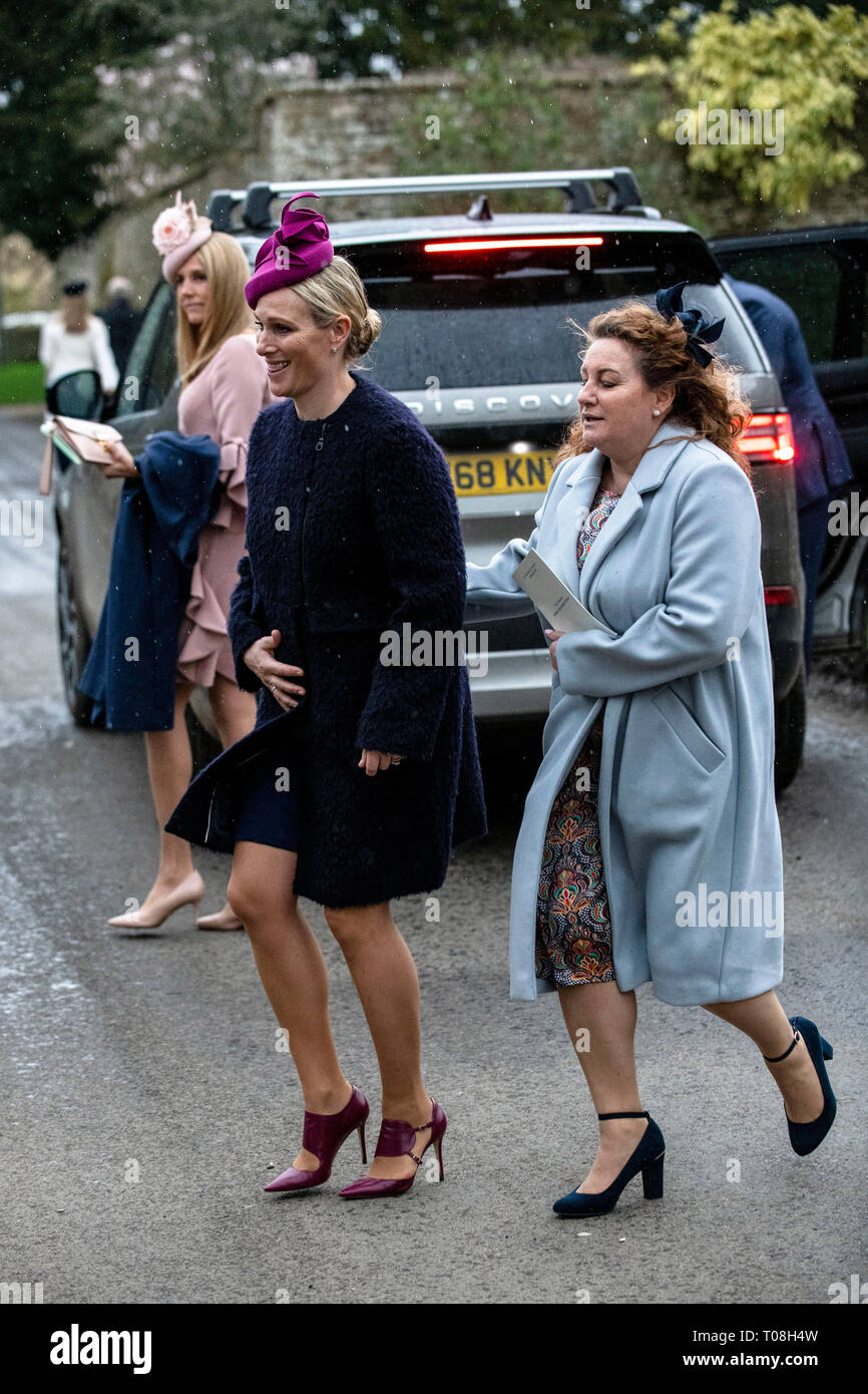 Zara Tindall leaves the christening of her daughter Lena at St Nicholas ...