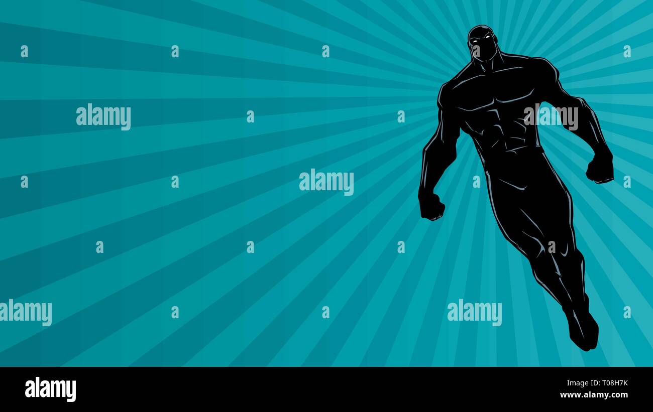 Superhero Flying Ray Light Background Silhouette Stock Vector Image ...