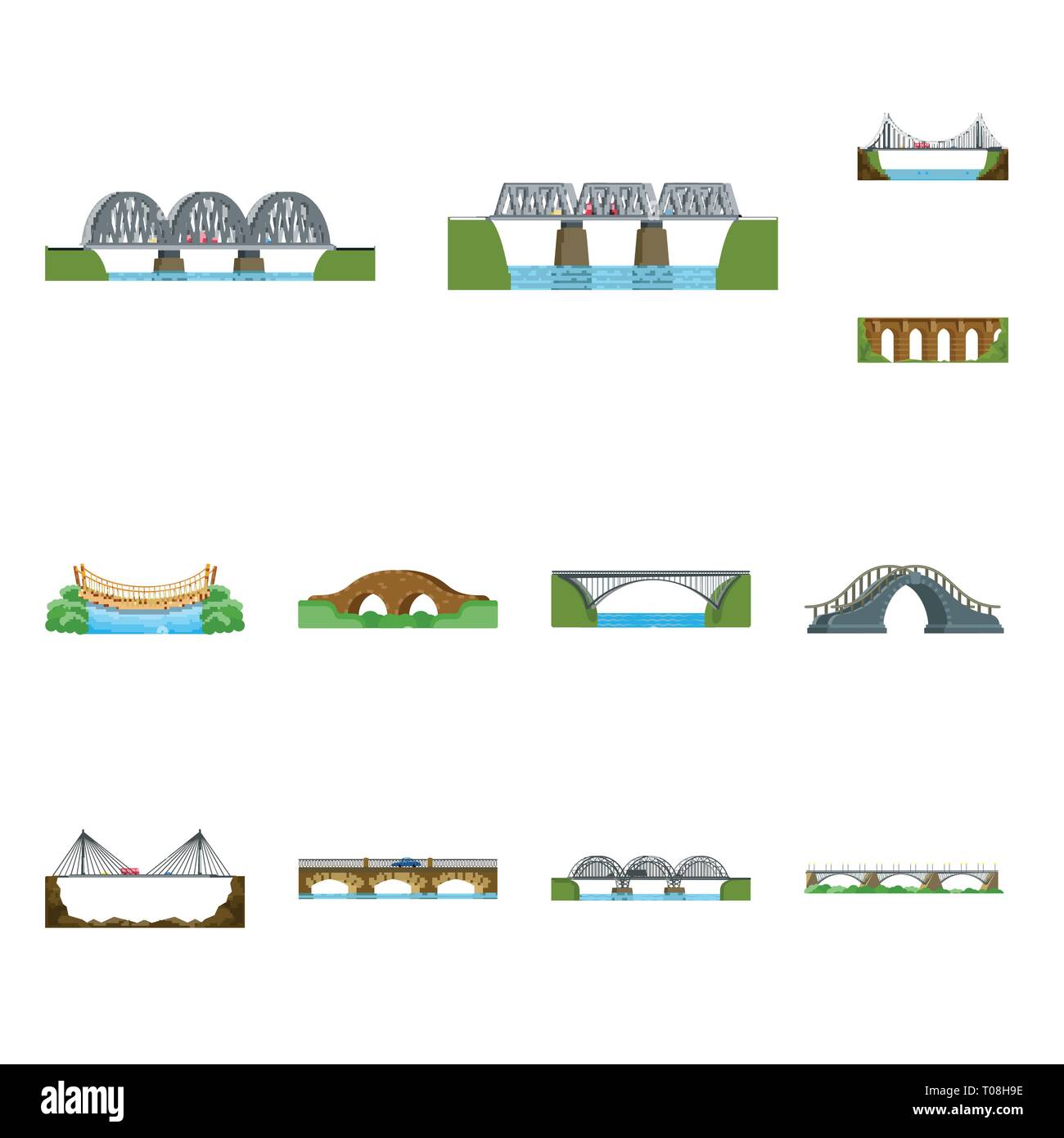 Vector design of bridgework and bridge symbol. Set of bridgework and ...