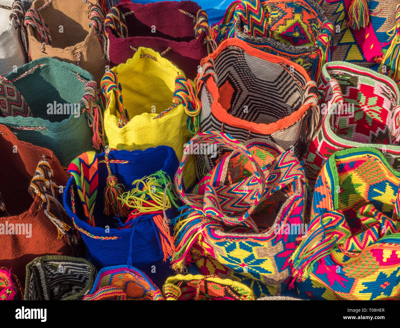 Colorful bags on the street of Bogota. Colombia. Latin America Stock ...