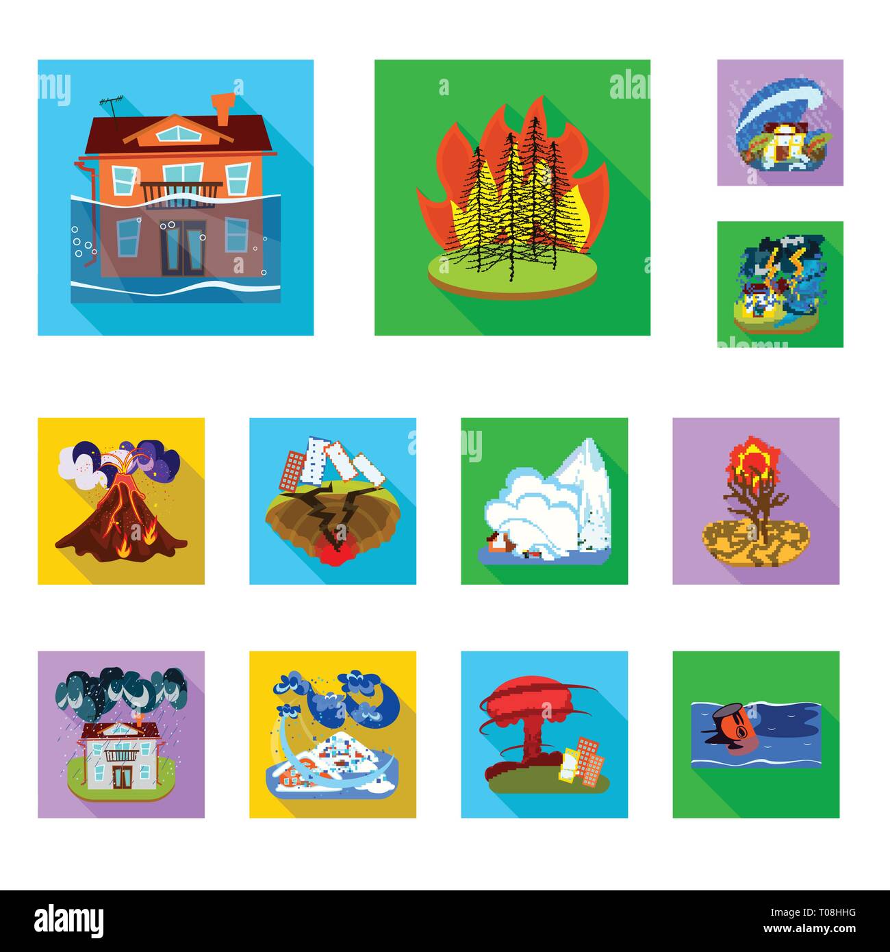 Vector illustration of collapse and environment logo. Set of collapse ...