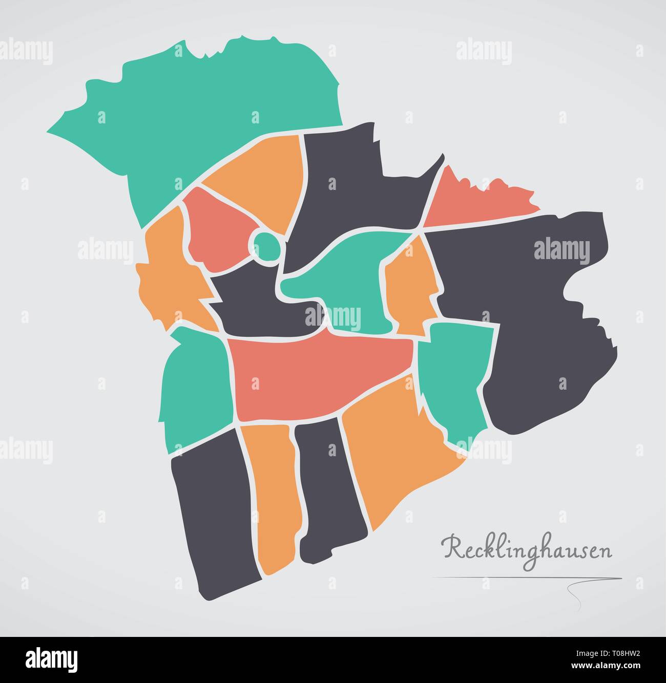 Recklinghausen Map with boroughs and modern round shapes Stock Vector Image & Art - Alamy