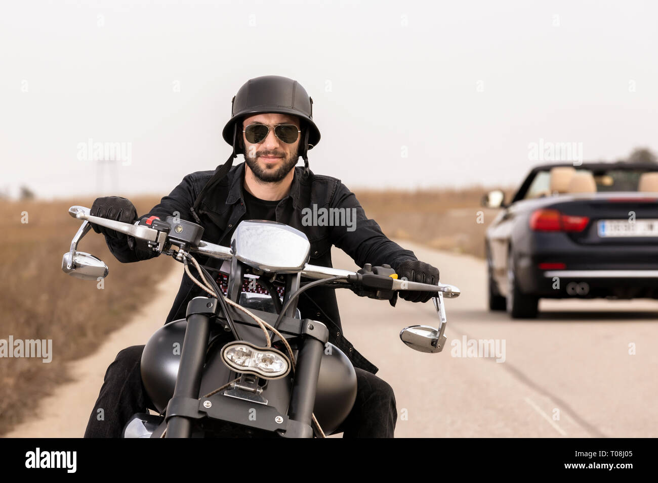 Handsome rider on custom motorcycle hi-res stock photography and images ...
