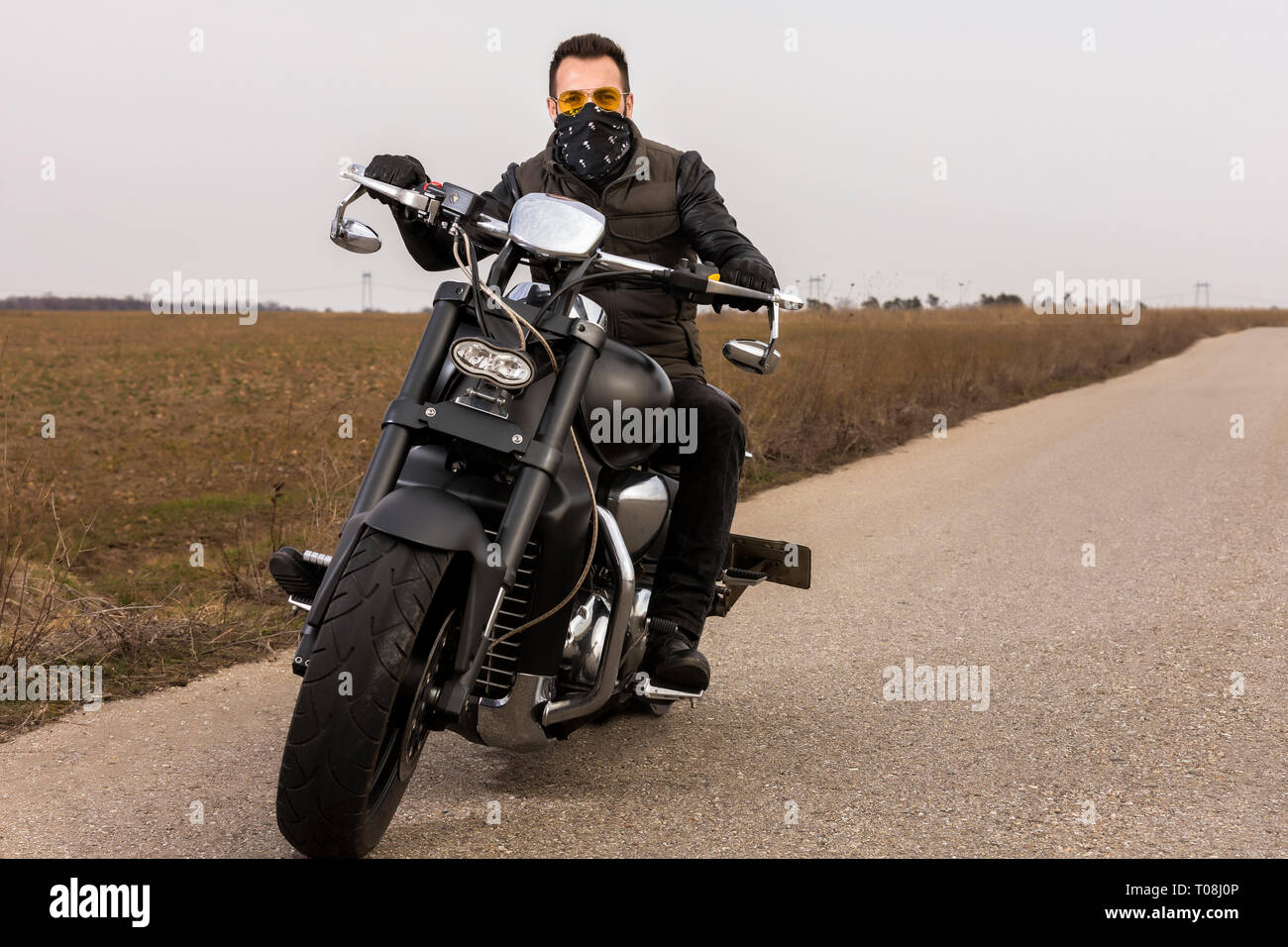 Handsome rider on custom motorcycle hi-res stock photography and images ...