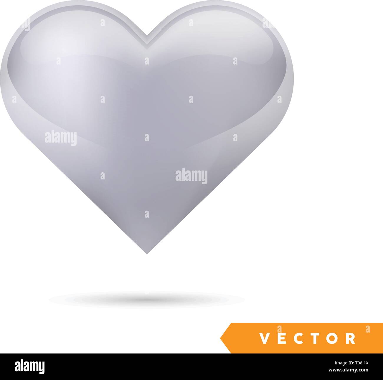 Realistic silver effect heart. Vector illustration. Realistic heart ...