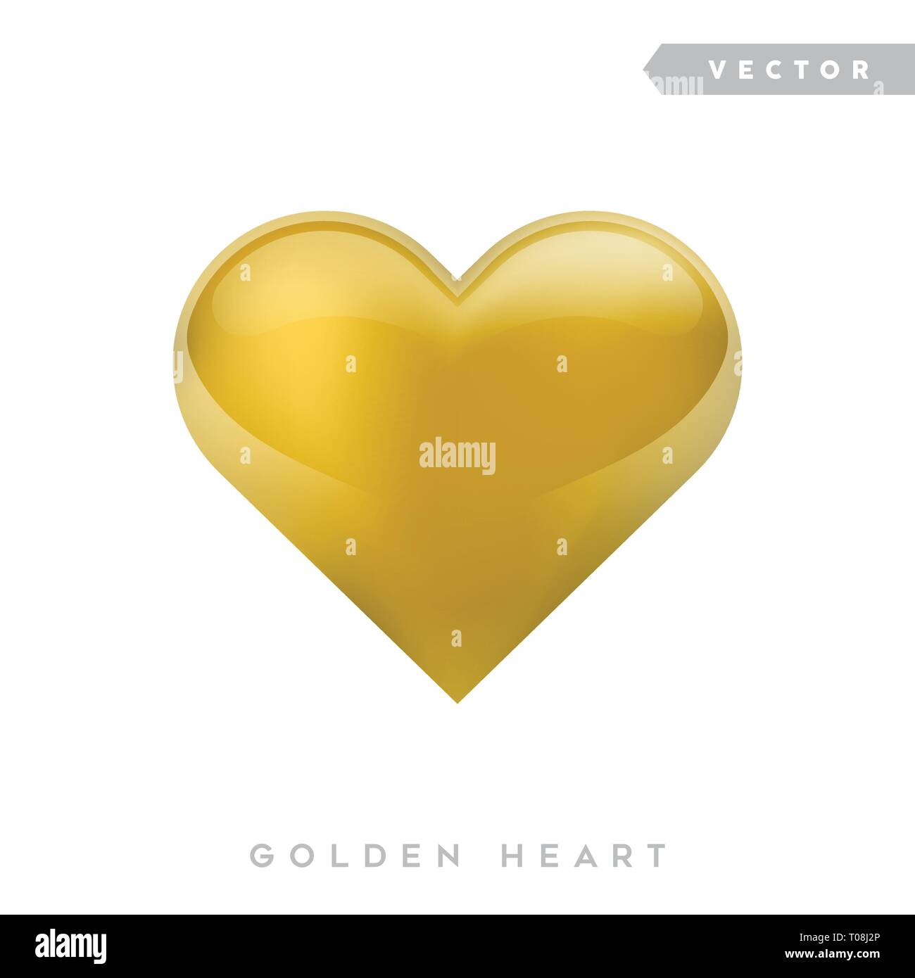 Realistic gold effect heart. Vector illustration. Realistic heart ...