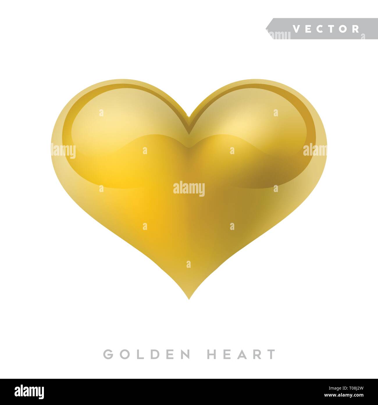 Realistic gold effect heart. Vector illustration. Realistic heart ...