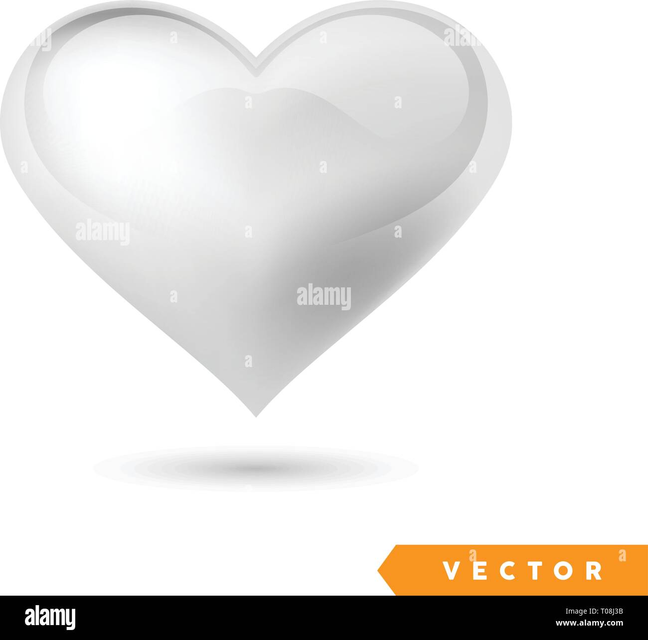 Realistic silver effect heart. Vector illustration. Realistic heart ...