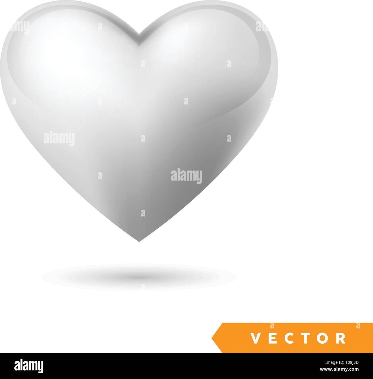 Realistic silver effect heart. Vector illustration. Realistic heart ...
