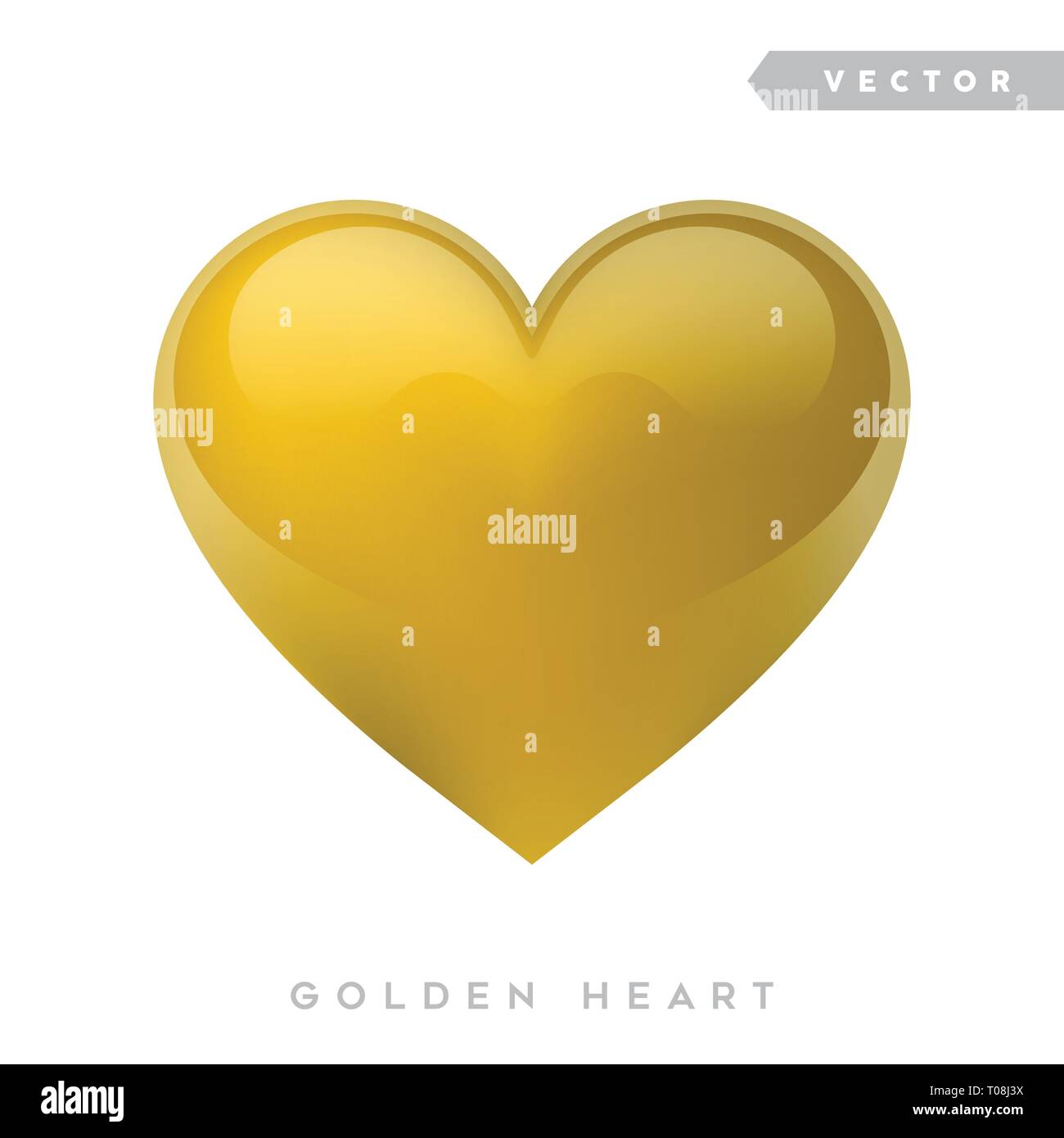 Realistic gold effect heart. Vector illustration. Realistic heart ...
