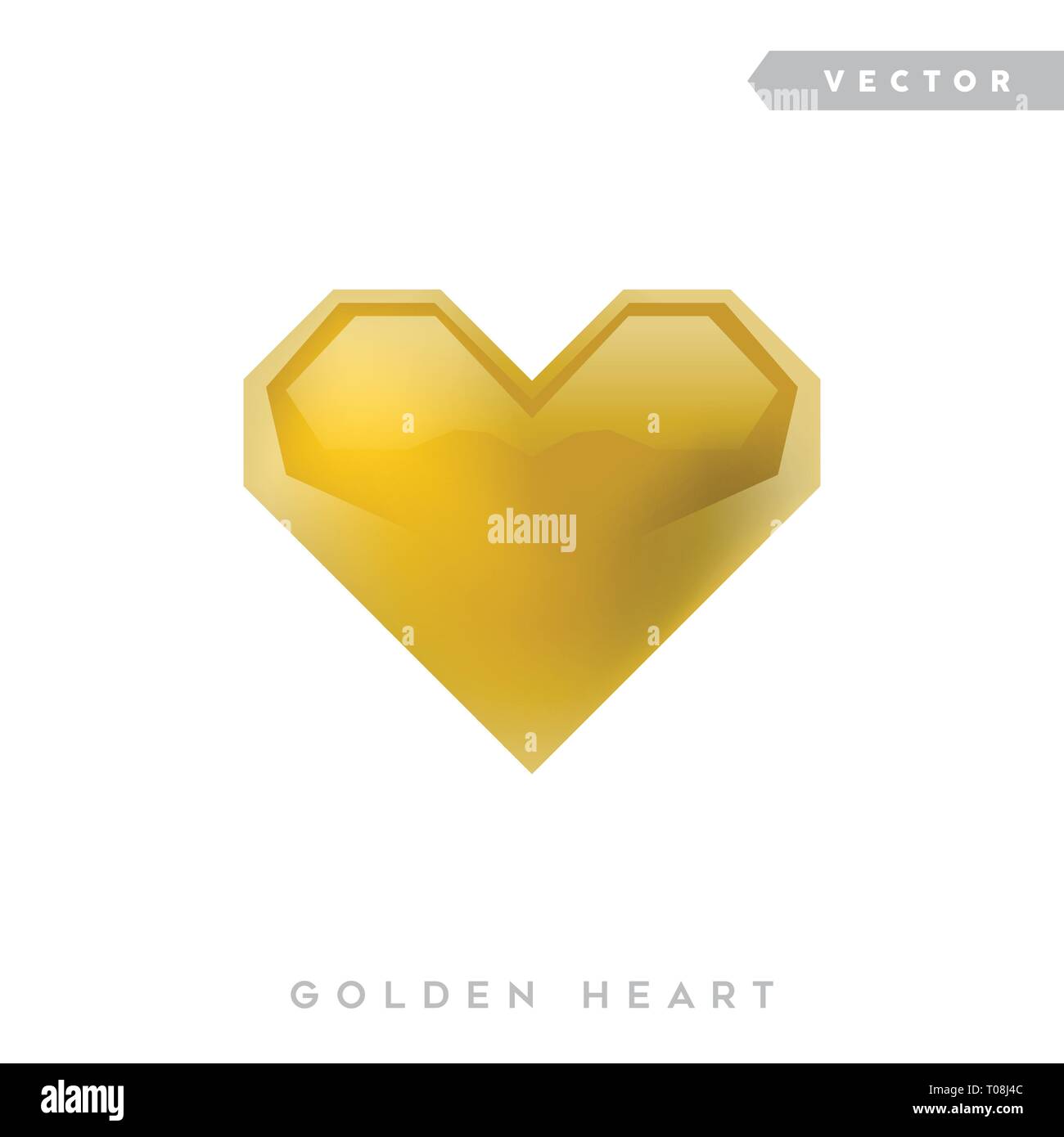 Realistic gold effect heart. Vector illustration. Realistic heart ...