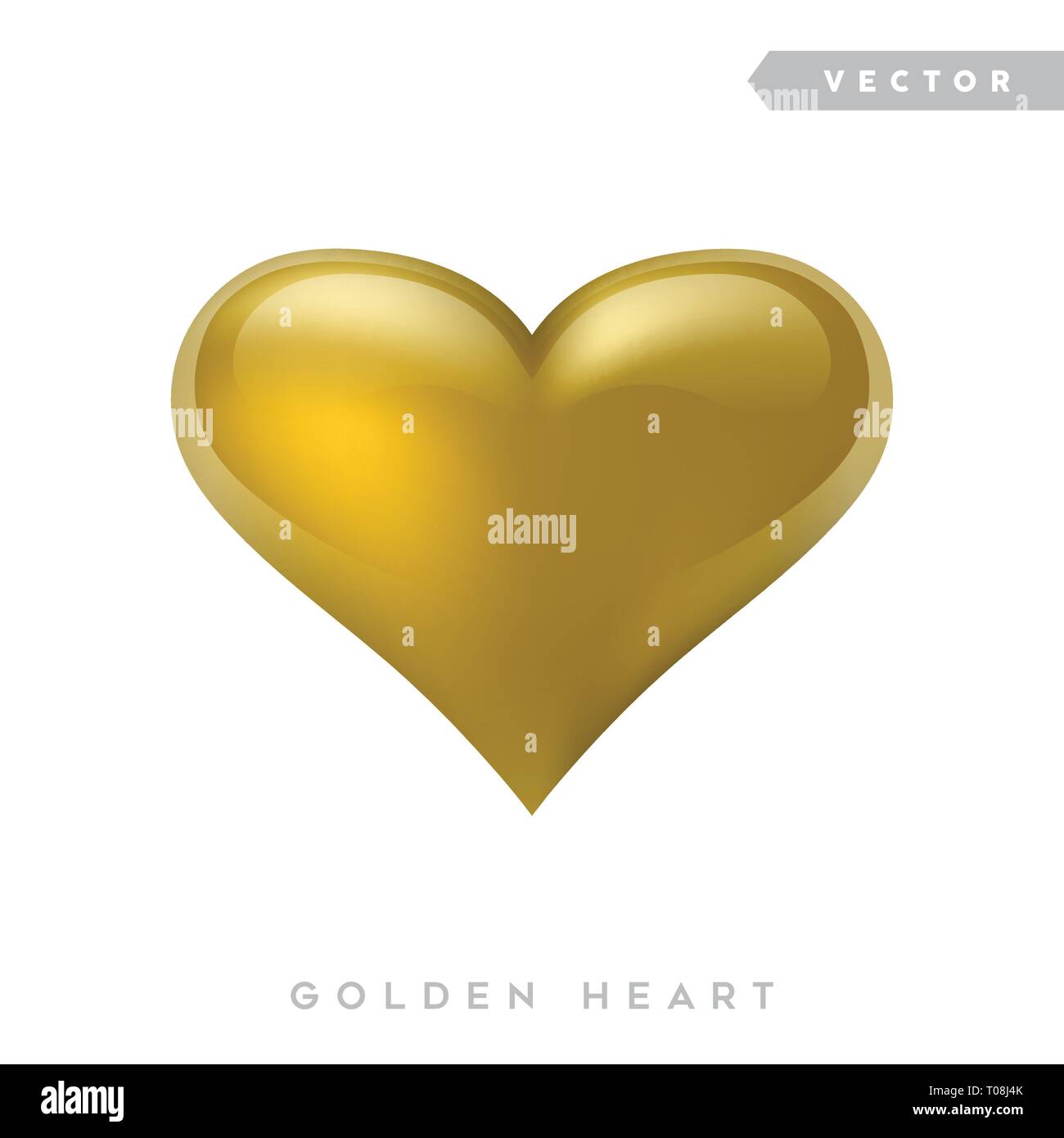 Realistic gold effect heart. Vector illustration. Realistic heart ...