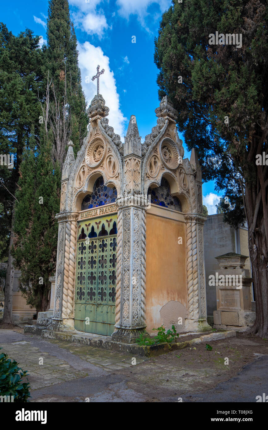 Old crypts and tombs in baroque style in Old Roman cemetery park ...