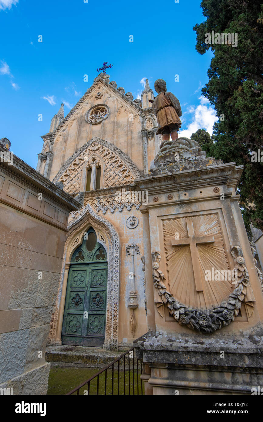 Old crypts and tombs in baroque style in Old Roman cemetery park ...