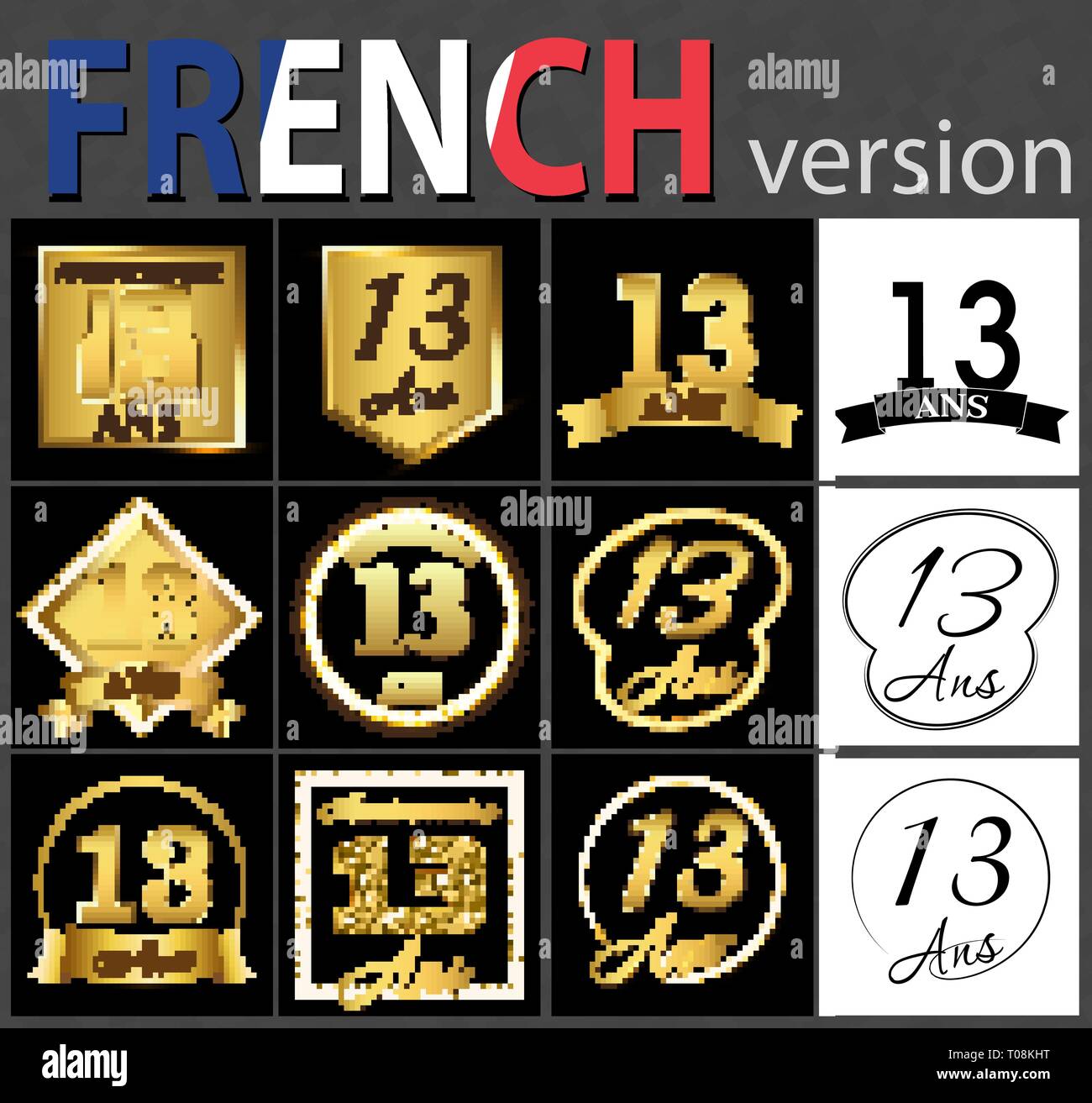 Set of number thirteen years (13 years) celebration design. Anniversary ...