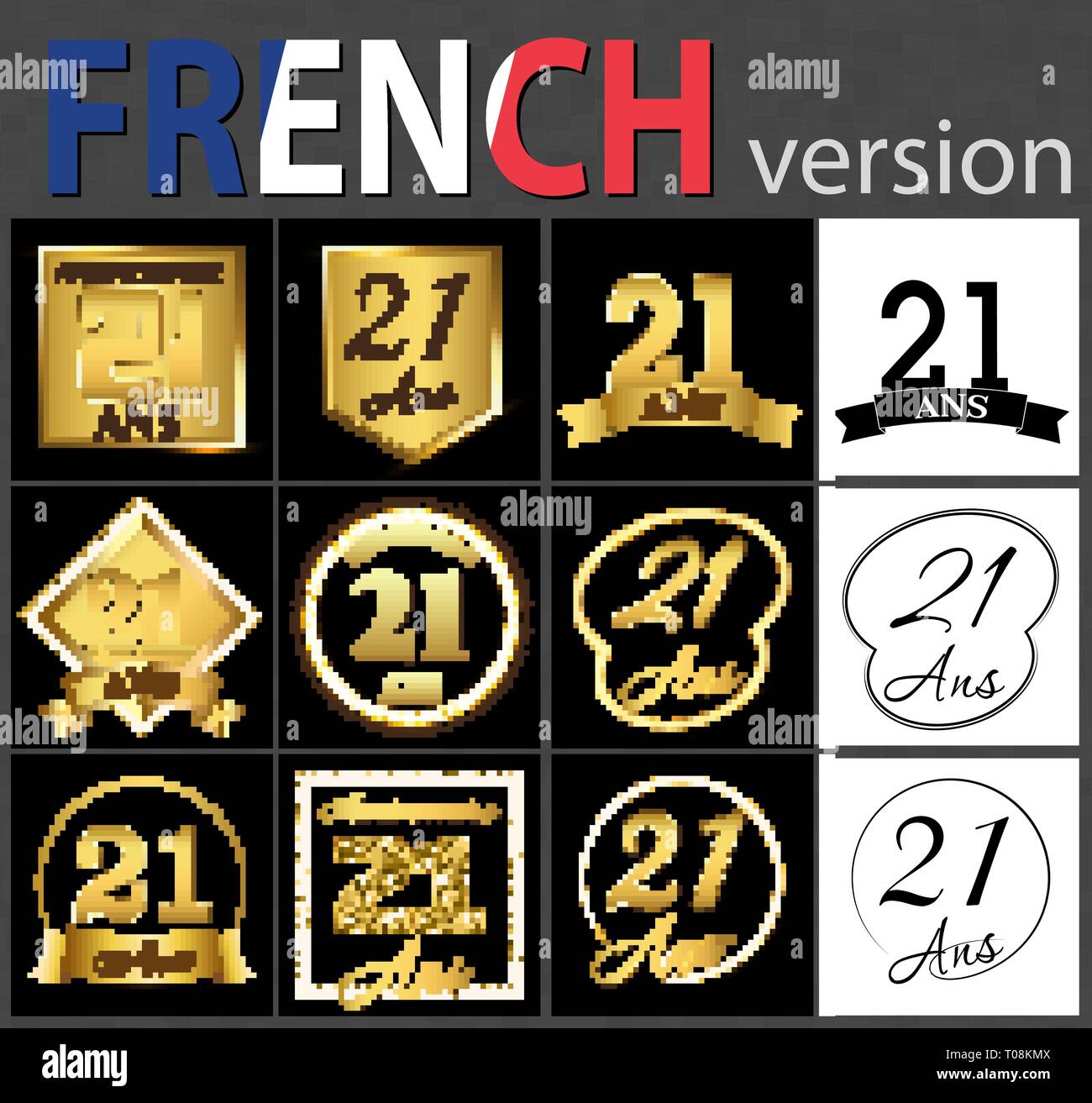 Set of number twenty-one years (21 years) celebration design ...