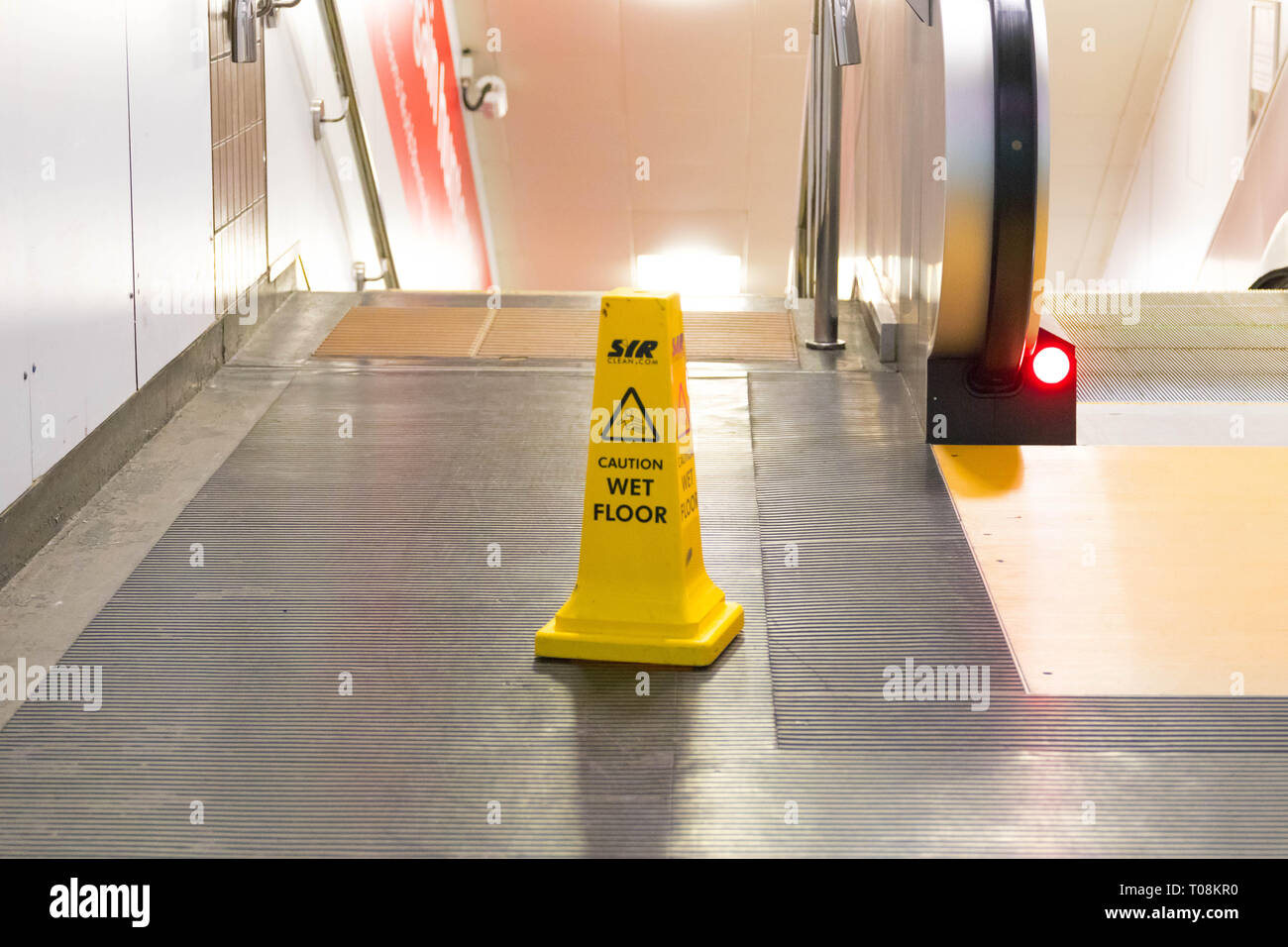 Warning Stairs Slippery Wet Sign High Resolution Stock Photography and ...