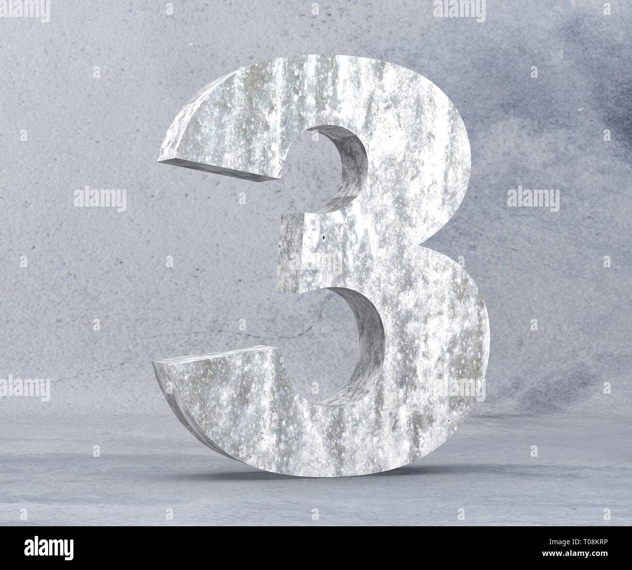 3D rendering concrete number 3 three. 3D render Illustration Stock ...