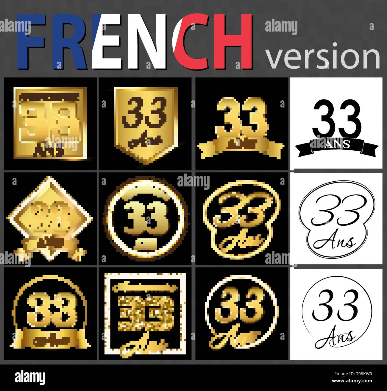 Set of number thirty-three years (33 years) celebration design ...