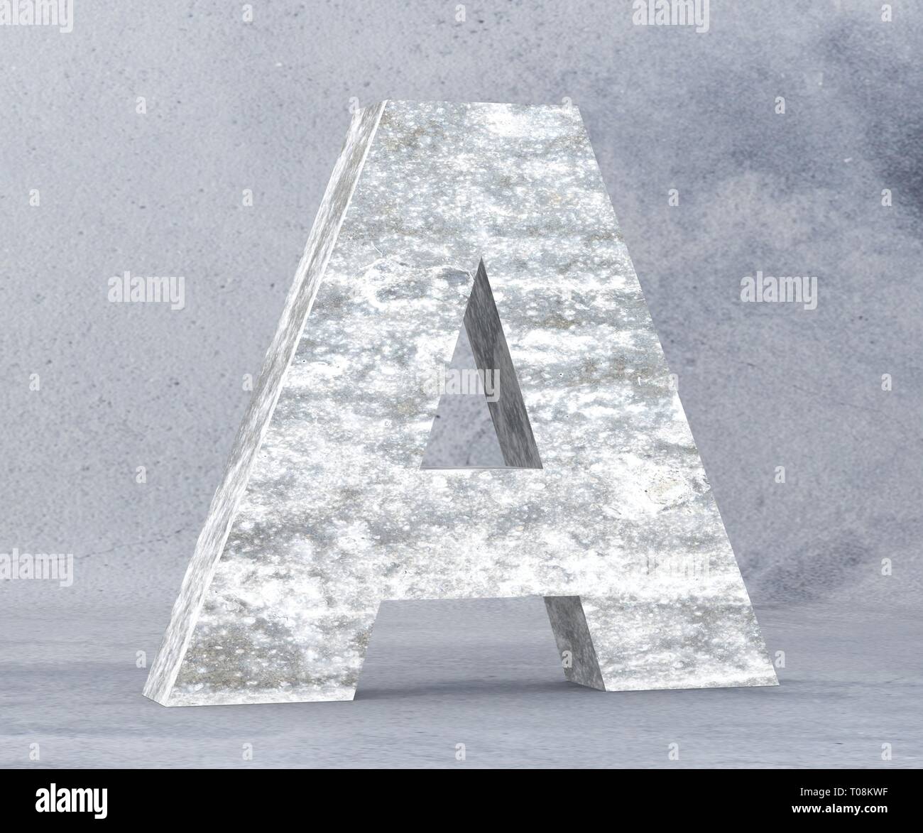 Concrete Capital Letter - A isolated on white background. 3D render ...