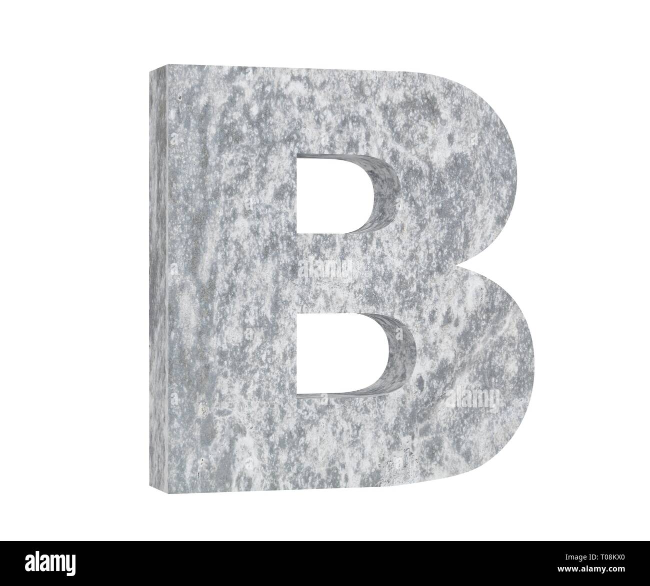 Concrete Capital Letter - B isolated on white background. 3D render ...