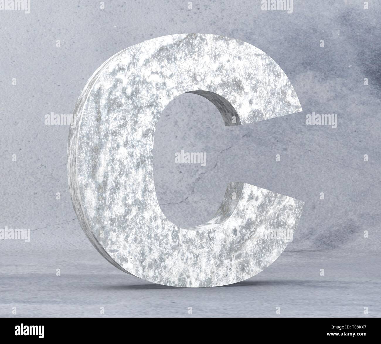 Concrete Capital Letter - C isolated on white background. 3D render ...