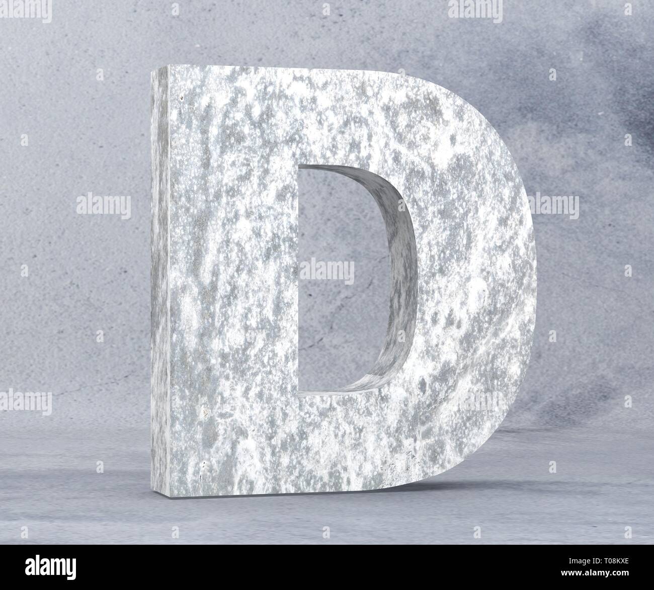 Concrete Capital Letter - D isolated on white background. 3D render ...