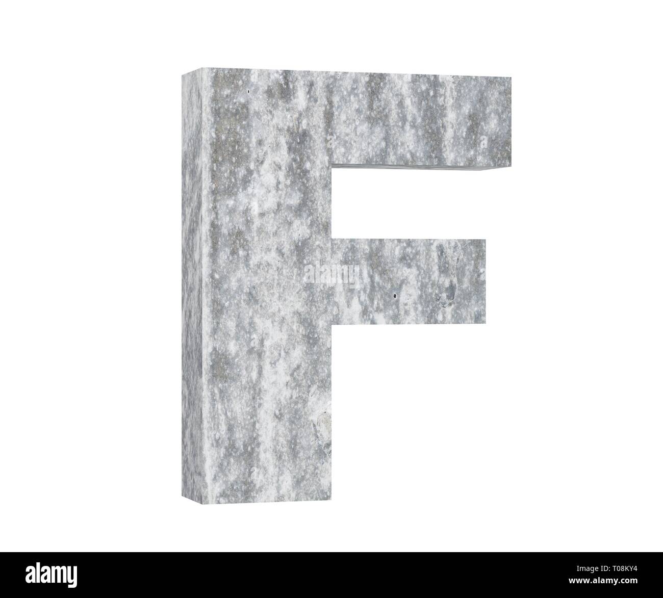 Concrete Capital Letter - F isolated on white background. 3D render ...