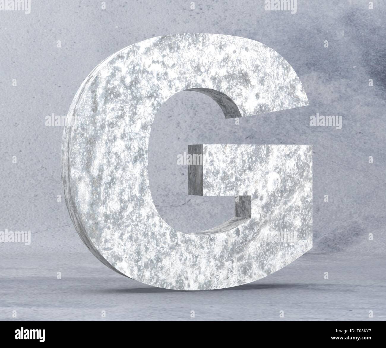 Concrete Capital Letter - G isolated on white background. 3D render ...