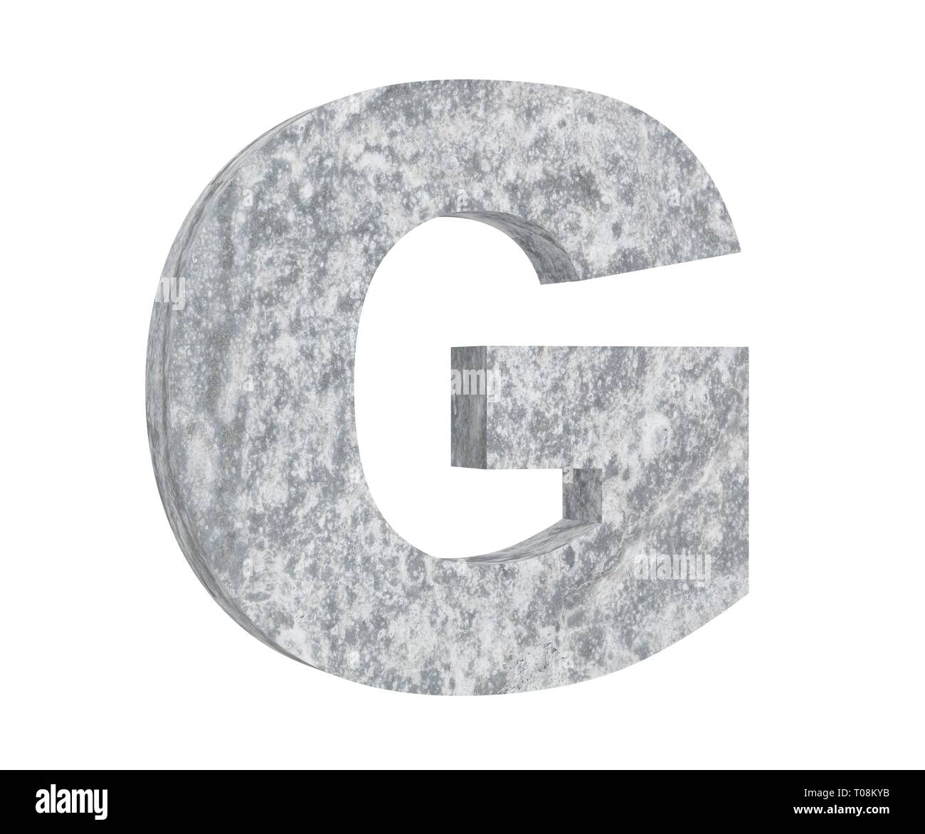 Concrete Capital Letter - G isolated on white background. 3D render ...