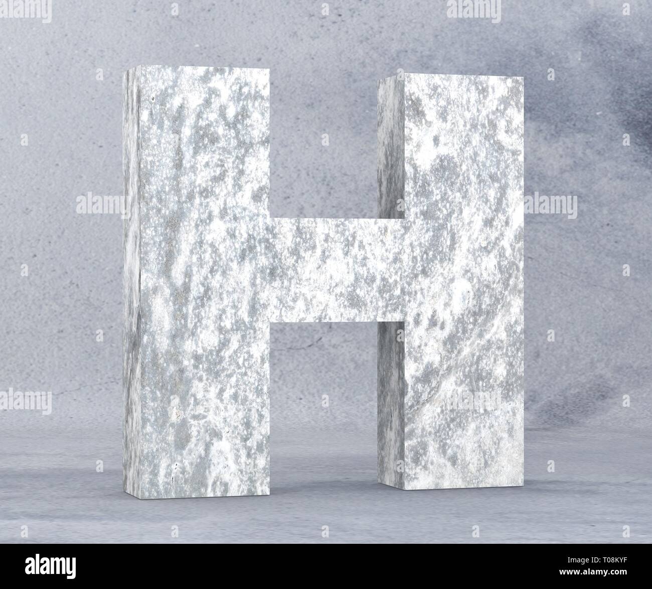 Concrete Capital Letter - H isolated on white background. 3D render ...