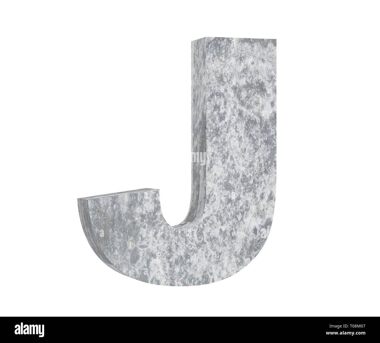 Concrete Capital Letter - J isolated on white background. 3D render ...