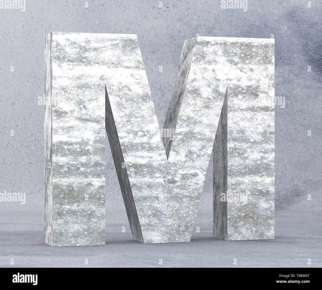 Concrete Capital Letter - M isolated on white background. 3D render ...