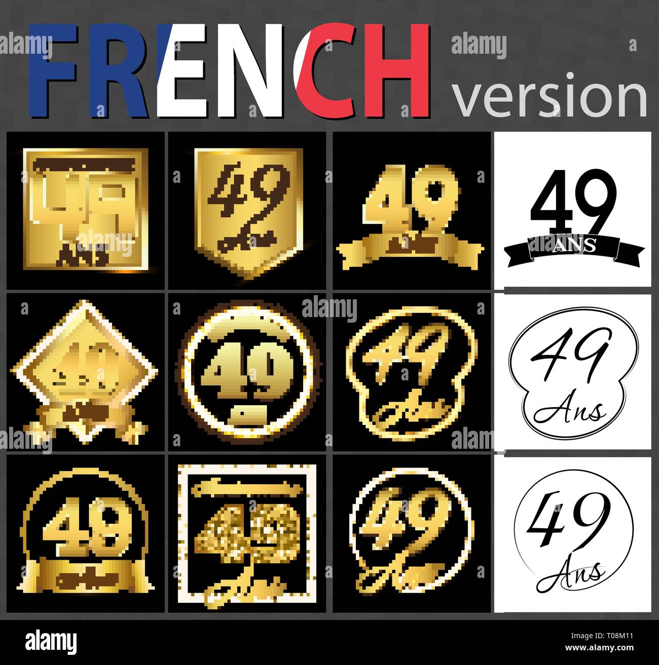 Set of number forty-nine years (49 years) celebration design ...