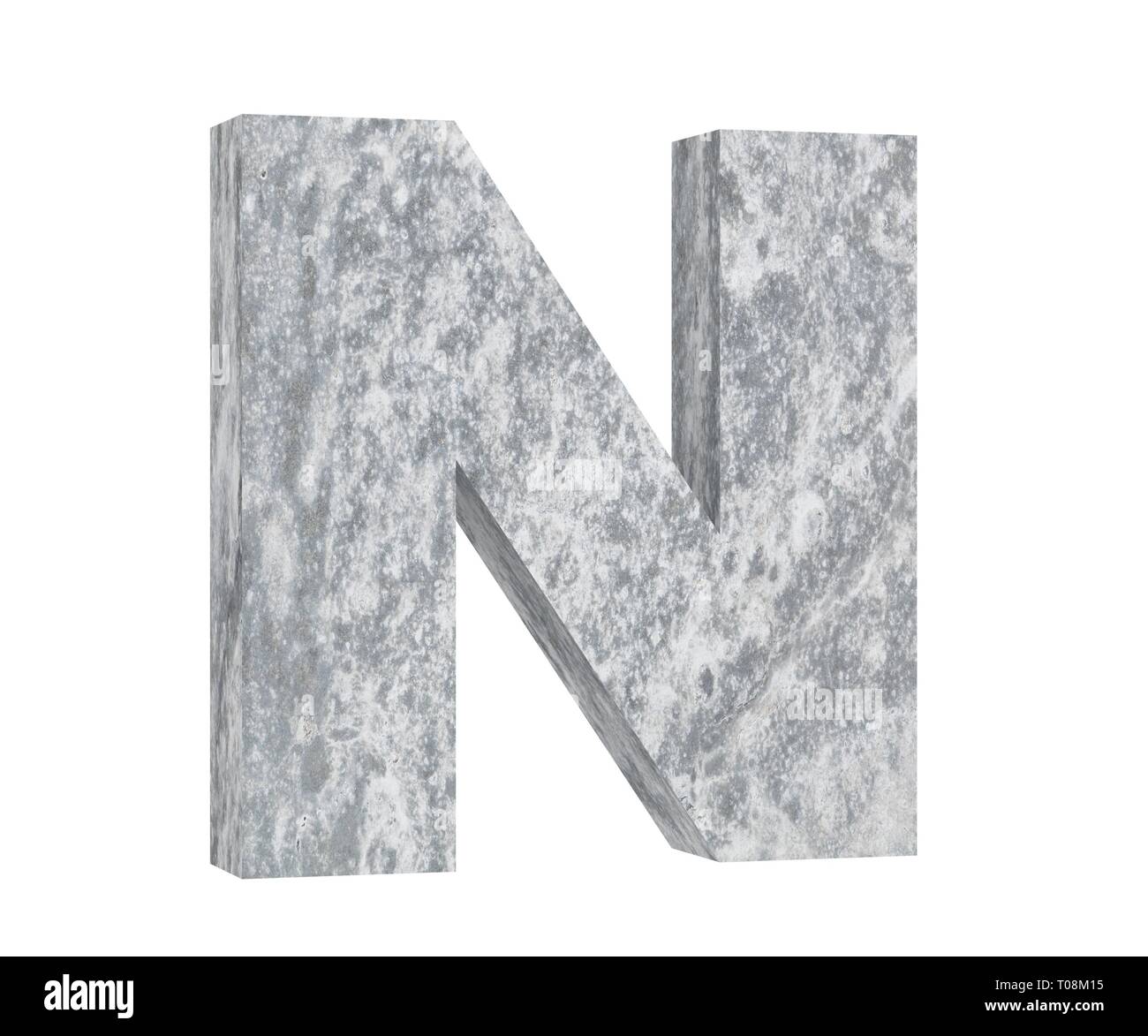 Concrete Capital Letter - N isolated on white background. 3D render ...