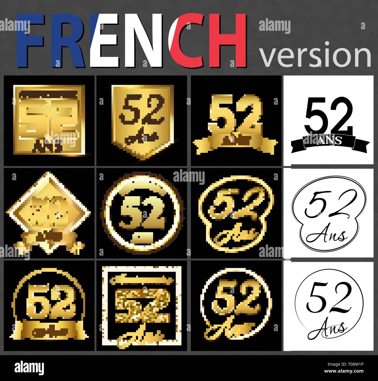 Set of number fifty-two years (52 years) celebration design ...