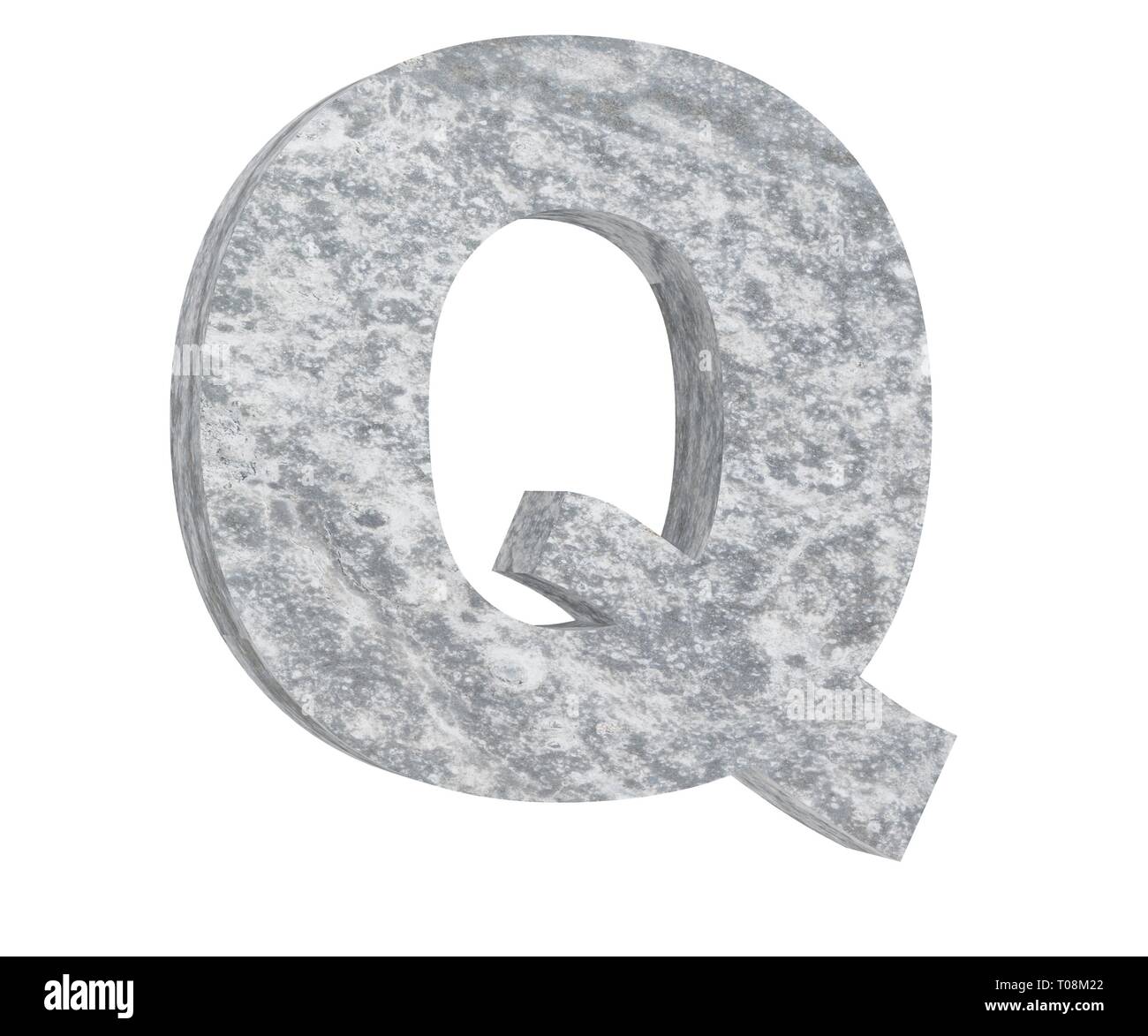 Concrete Capital Letter - Q isolated on white background. 3D render ...