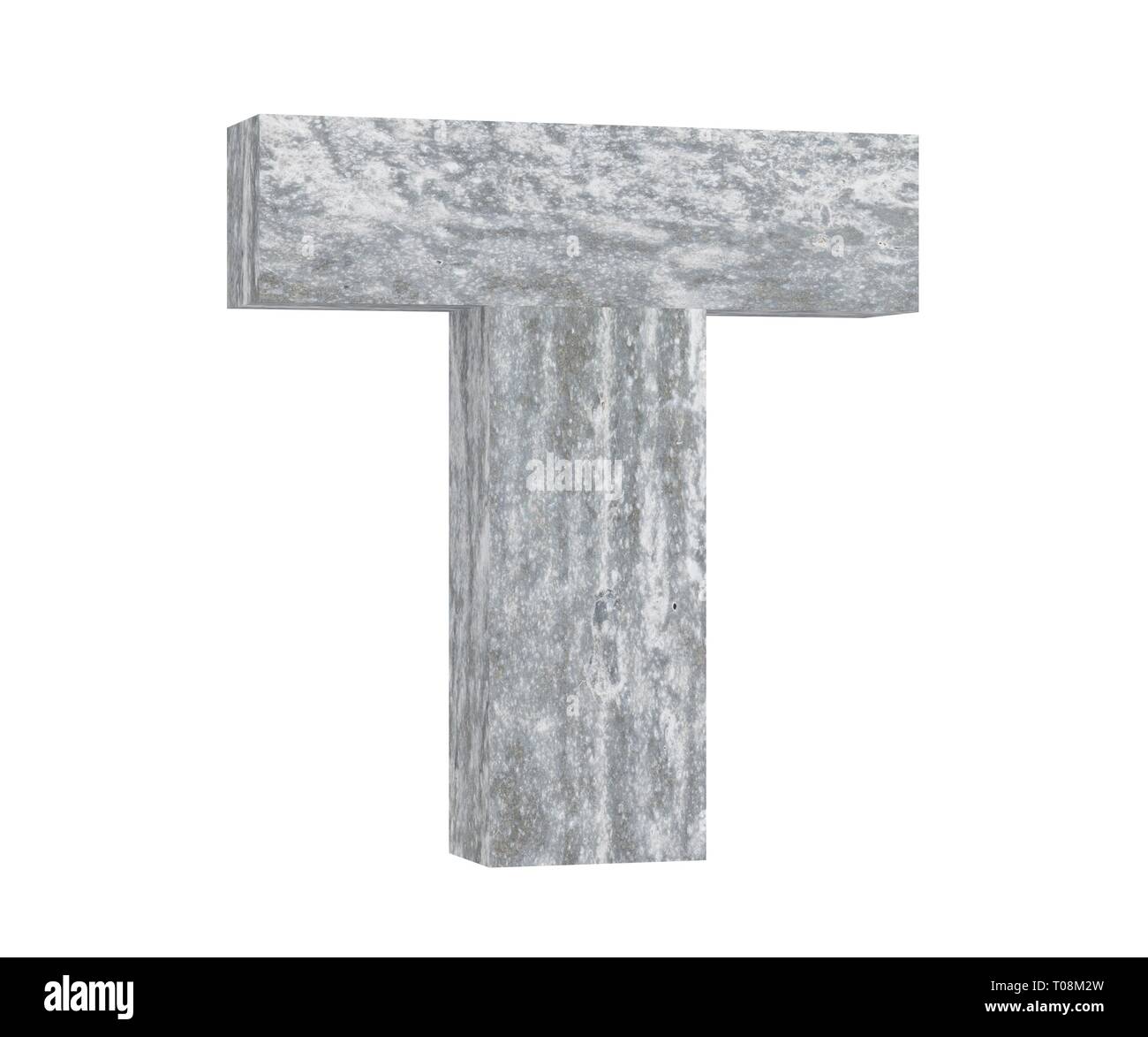 Concrete Capital Letter - T isolated on white background. 3D render ...