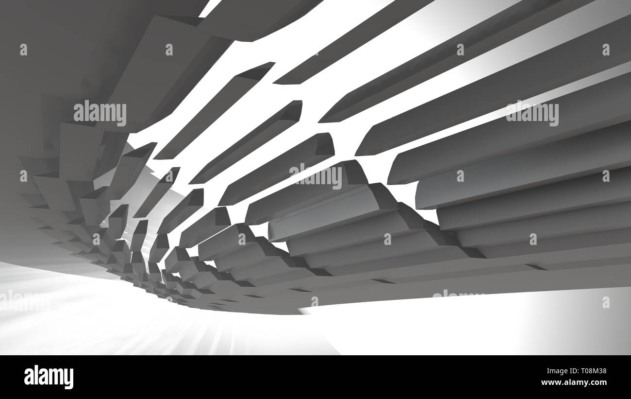 Abstract modern futuristic Architecture in shape of round tube tunnel ...