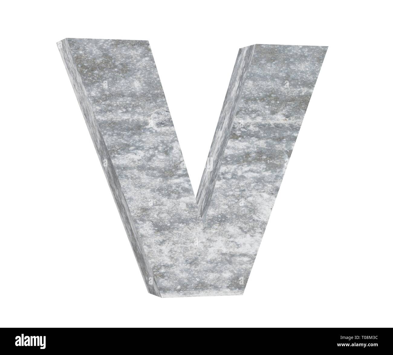 Concrete Capital Letter - V isolated on white background. 3D render ...