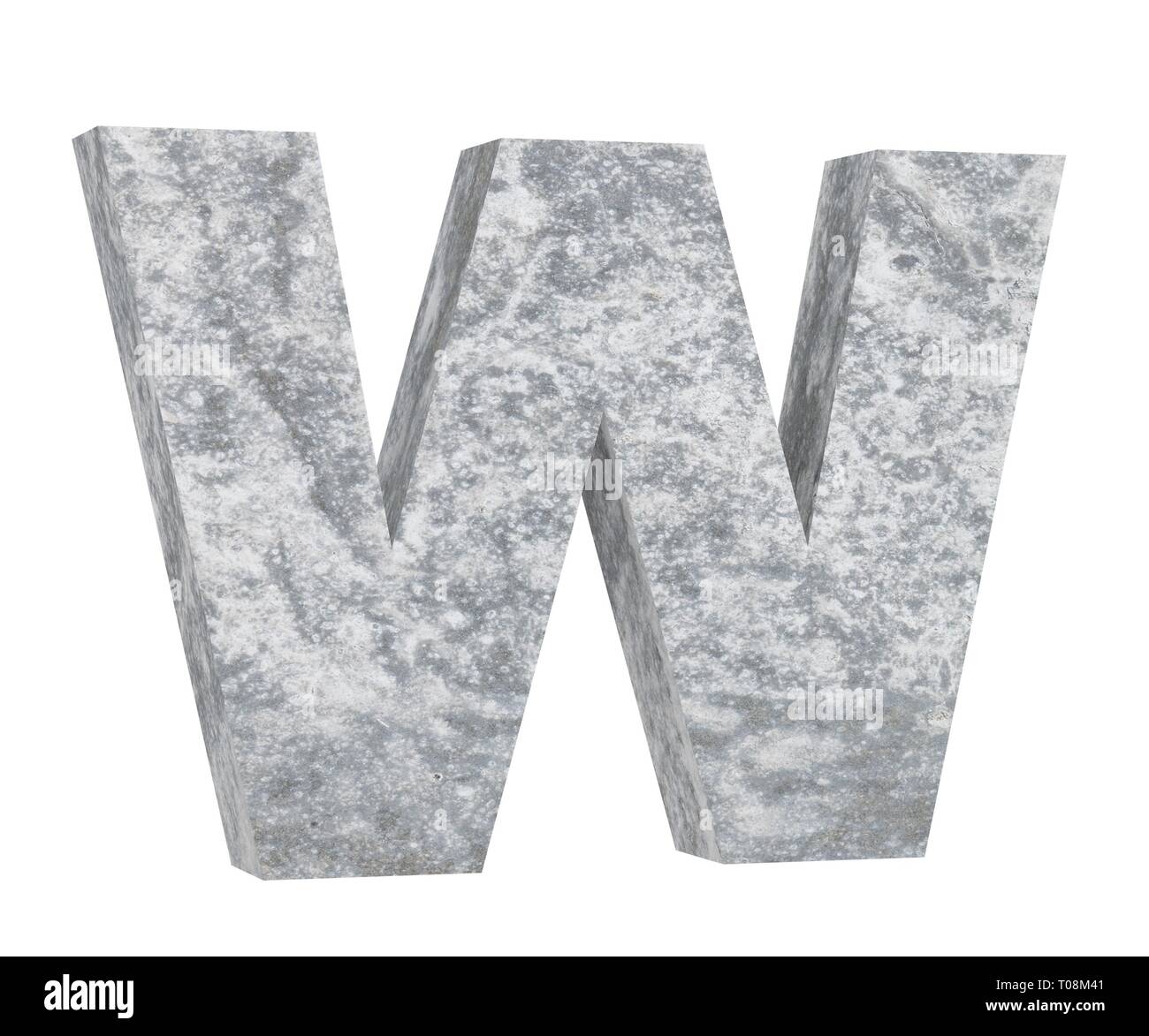 Concrete Capital Letter - W isolated on white background. 3D render ...