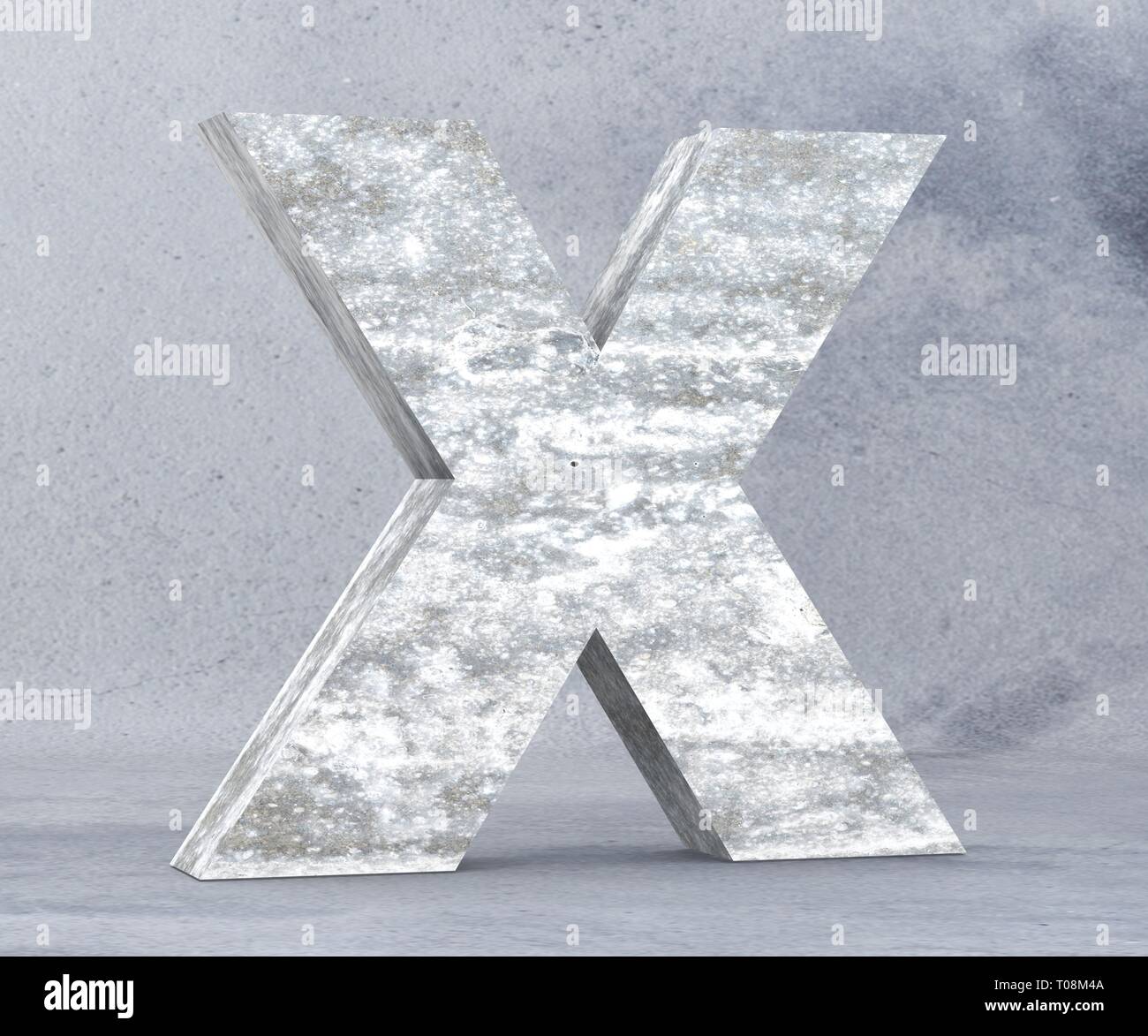 Concrete Capital Letter - X isolated on white background. 3D render ...