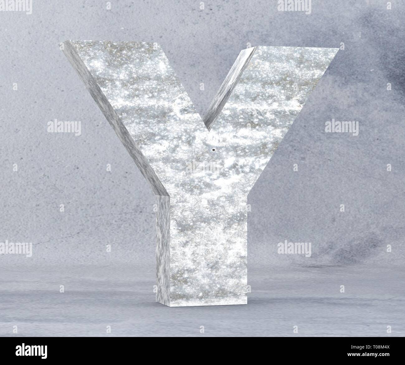 Concrete Capital Letter - Y isolated on white background. 3D render ...